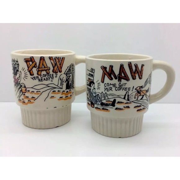 Hand Crafted | Kitchen | Mug Set 2 Maw Paw 95s Handpainted Hillbilly ...